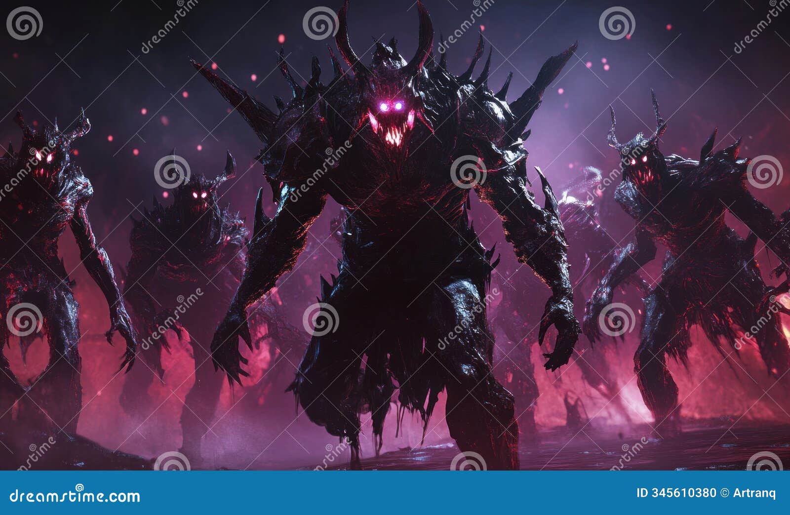 Create a 3D Render Featuring Multiple Dark, Stock Photo - Image of ...