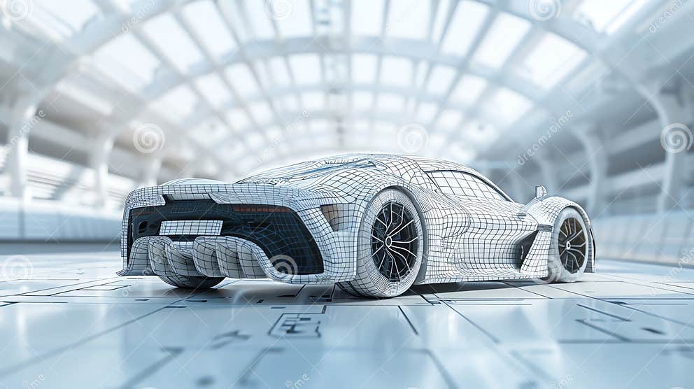 Create a Dynamic Image of a Long Shot Supercar, Captured in a Wireframe ...