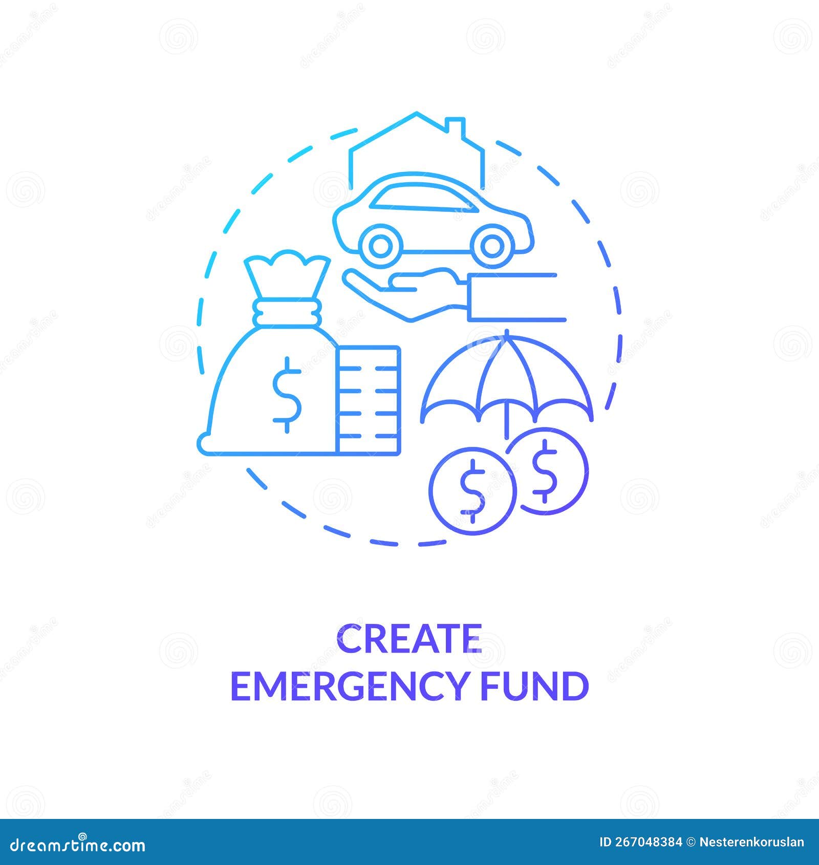 Create Emergency Fund Blue Gradient Concept Icon Stock Illustration ...