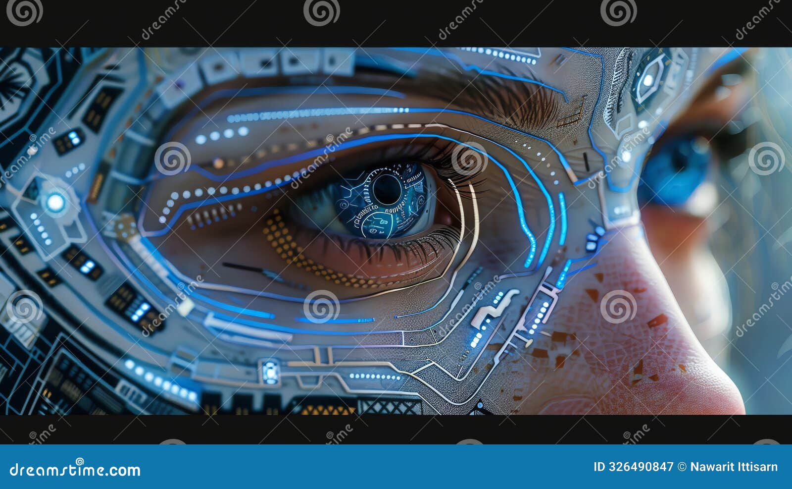 Create an Eye-level Angle Cyborg with Intricate Zentangle Patterns ...