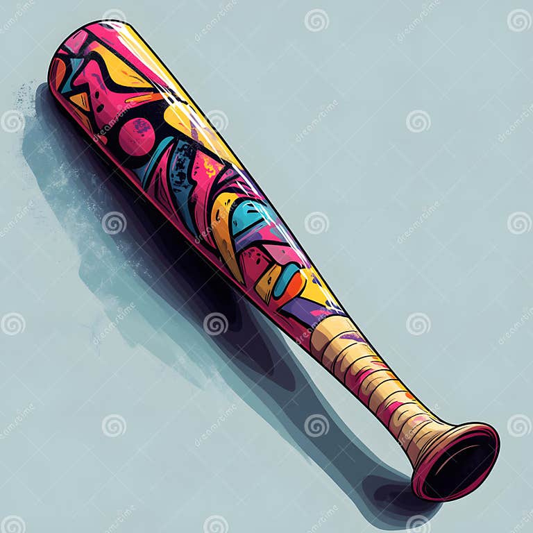 Dynamic Graffiti Baseball Bat with Bold Abstract Geometric Patterns and ...