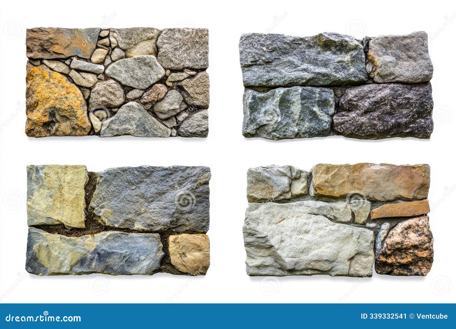 Create a High-resolution Digital Image of Four Different Stone Wall ...