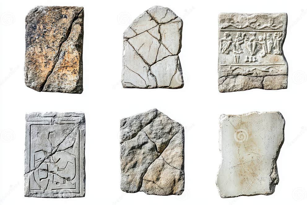 Create a High-resolution Digital Image of Six Different Ancient Stone ...