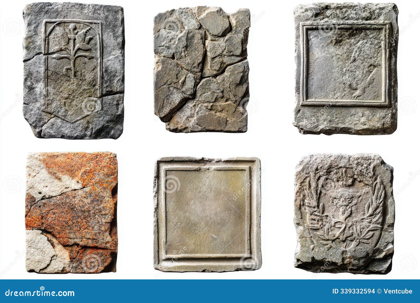 Create a High-resolution Digital Image of Six Different Ancient Stone ...