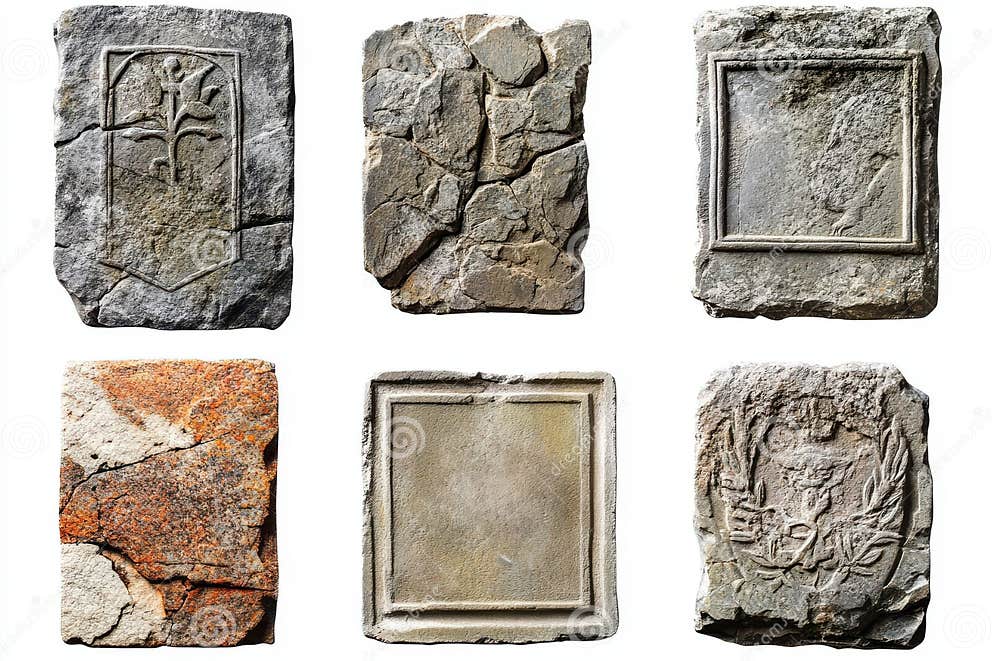 Create a High-resolution Digital Image of Six Different Ancient Stone ...