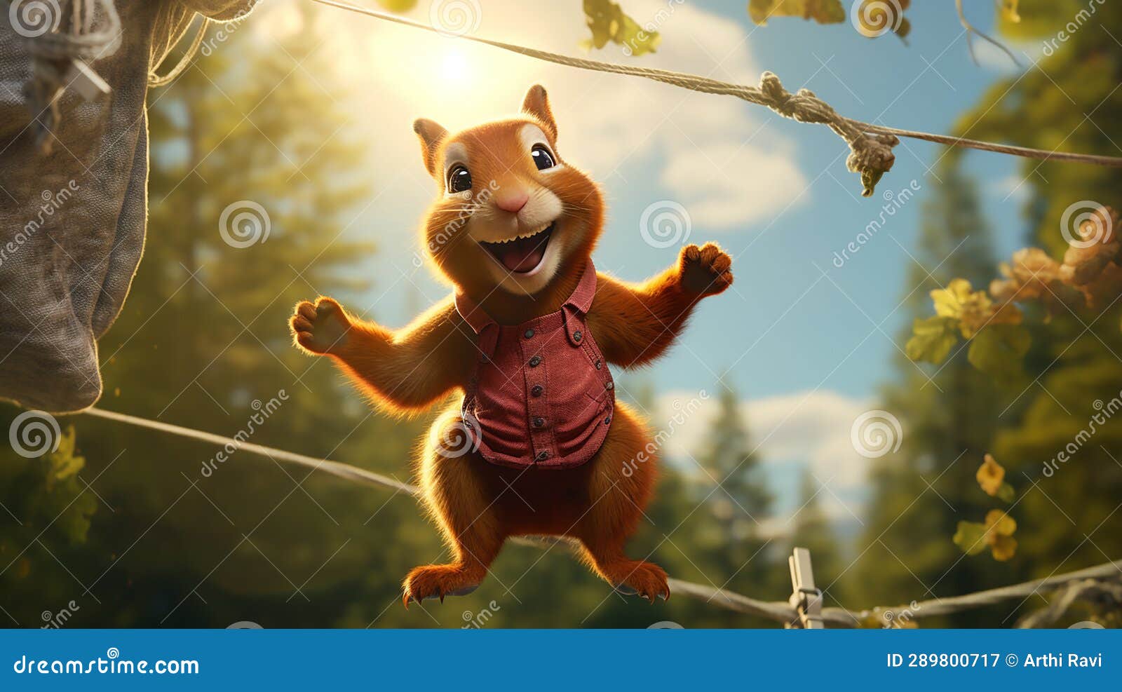 Cartoon Illustration of Squirrel Air Drying Clothes Stock Illustration ...