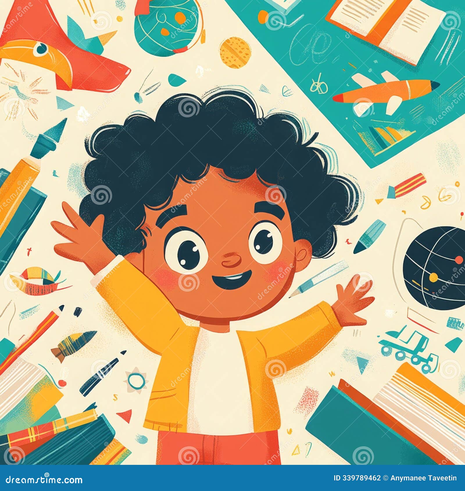 Create a Illustration of a Child Engaged in Learning Stock Illustration ...