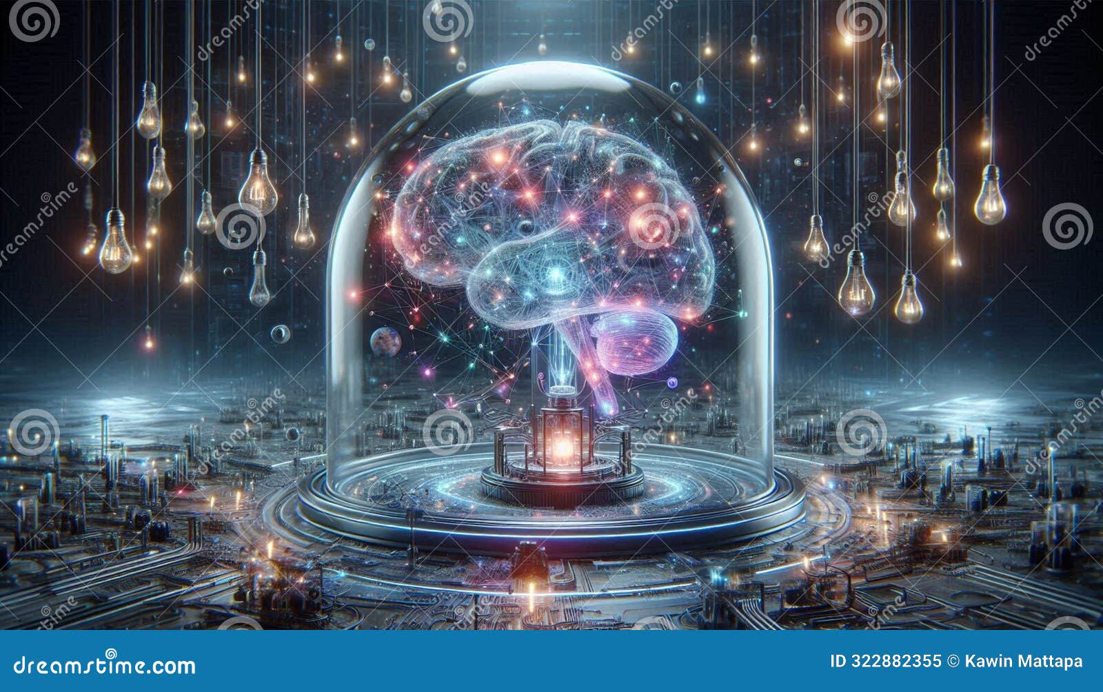 Brain Sci-fi Ideas Background Stock Illustration - Illustration of ...