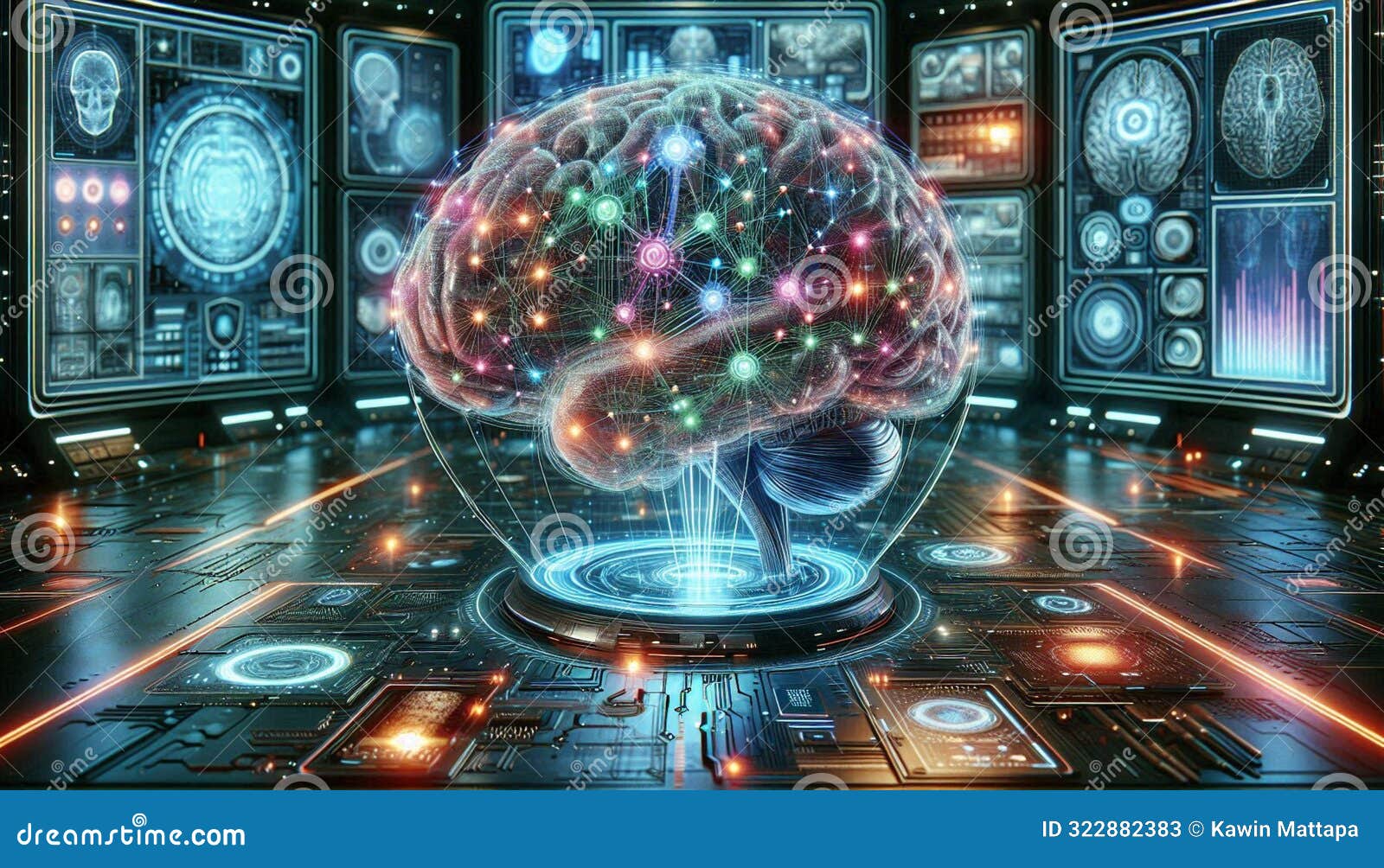Brain Sci-fi Ideas Background Stock Illustration - Illustration of ...