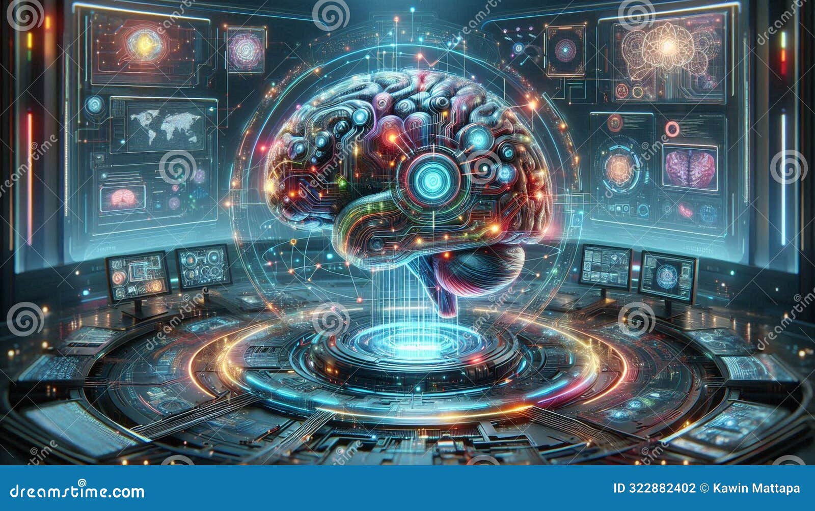 Brain Sci-fi Ideas Background Stock Illustration - Illustration of ...
