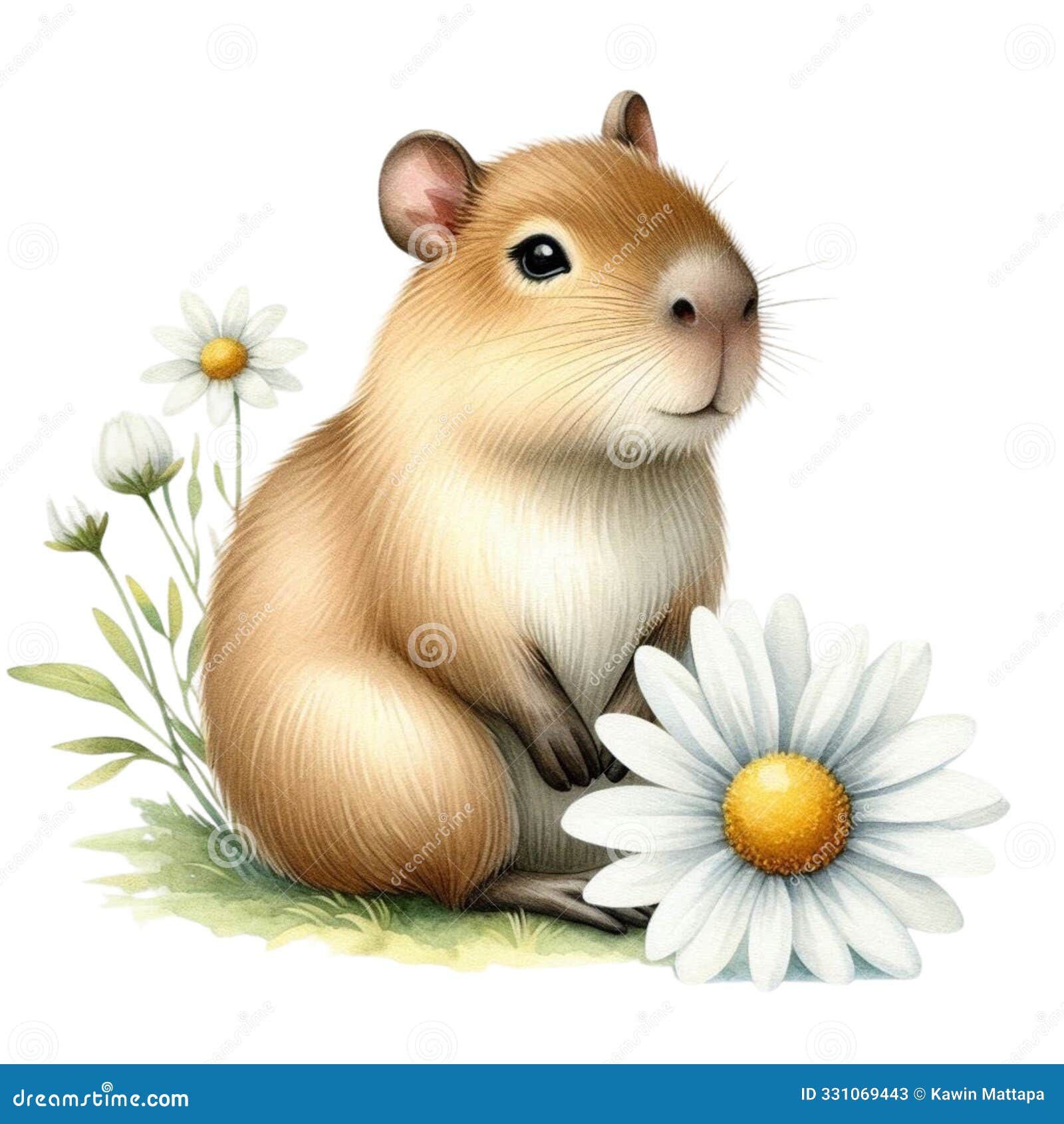 Capybara Sitting Down, Line Drawing Cartoon Vector | CartoonDealer.com ...