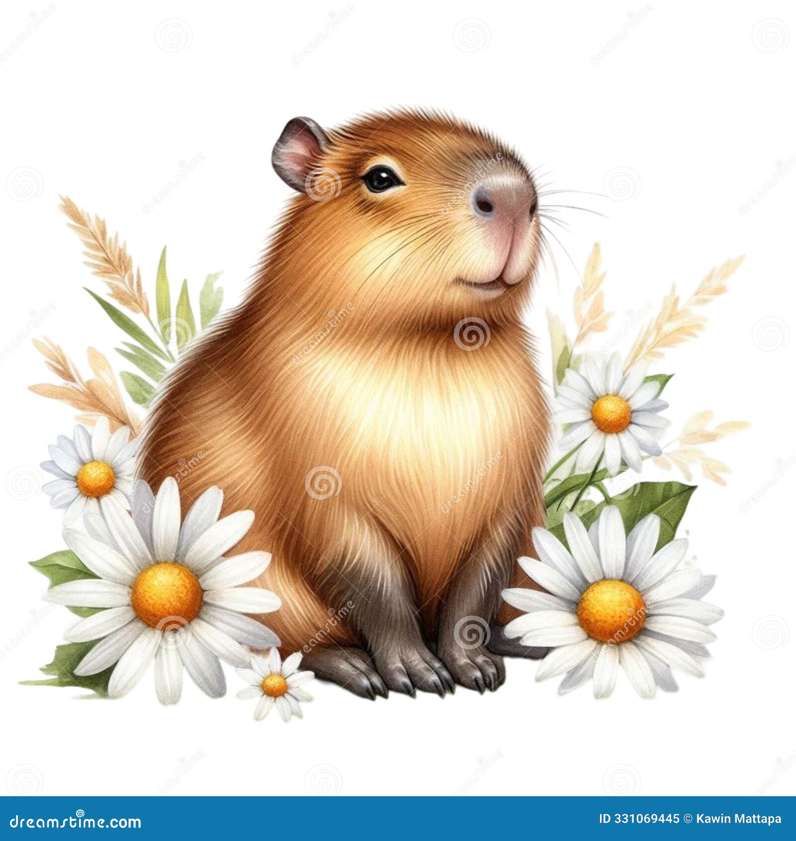 Capybara Sitting Down, Line Drawing Cartoon Vector | CartoonDealer.com ...