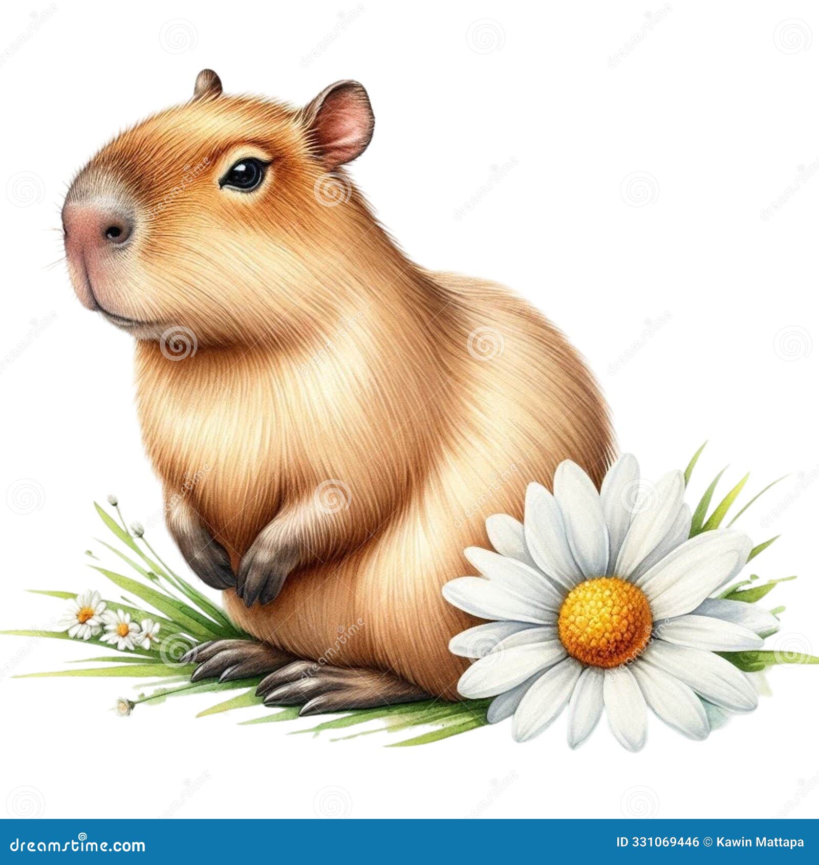 Capybara Sitting Down, Line Drawing Cartoon Vector | CartoonDealer.com ...