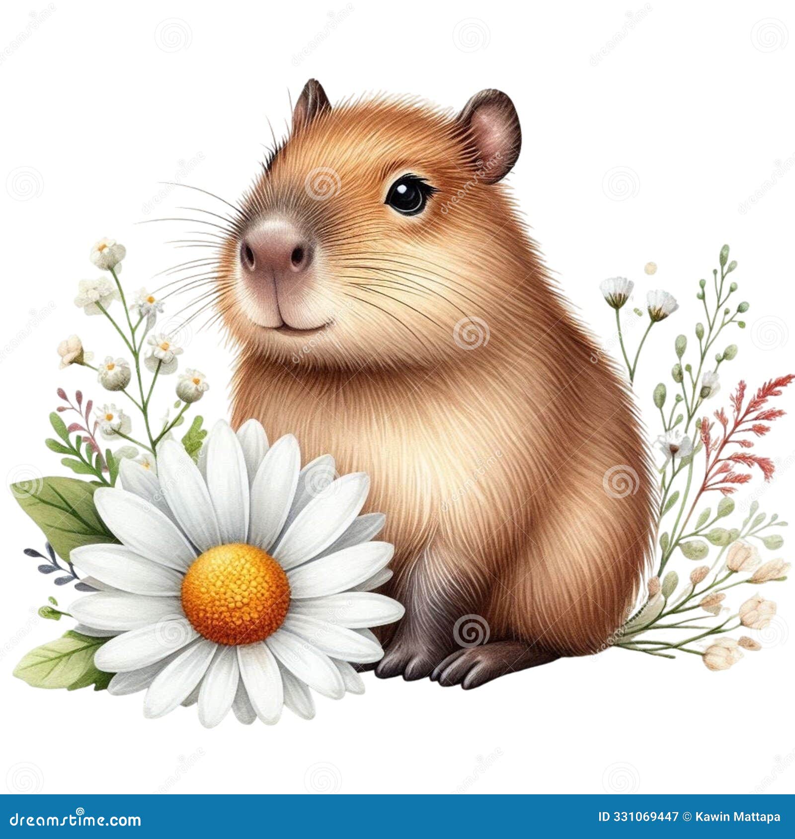 Capybara Sitting Down, Line Drawing Cartoon Vector | CartoonDealer.com ...