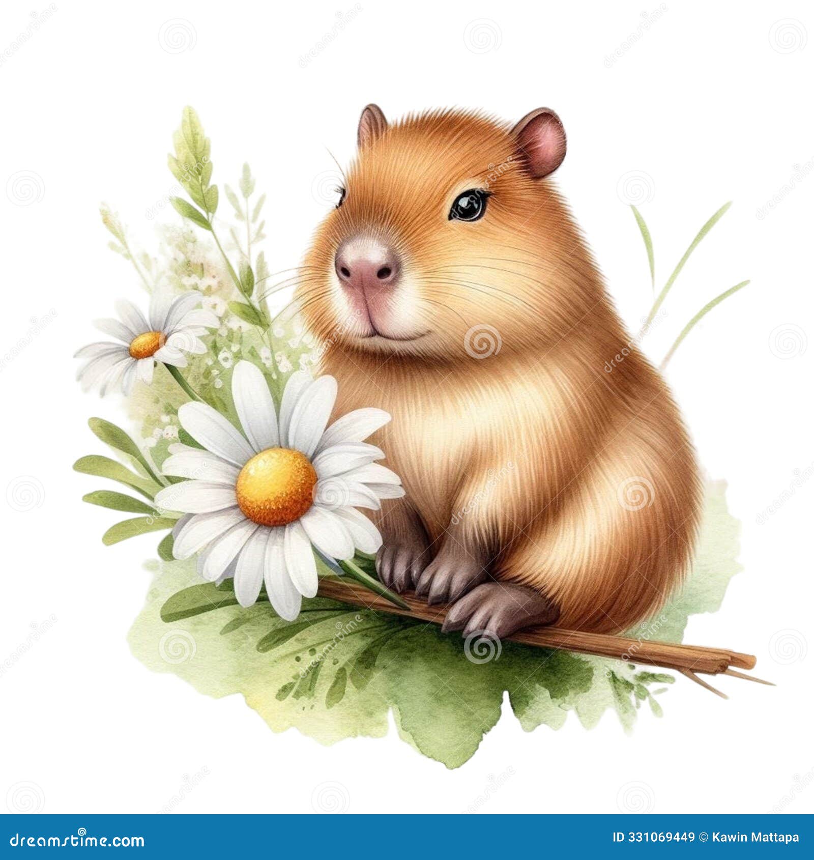 Capybara Sitting Down, Line Drawing Cartoon Vector | CartoonDealer.com ...