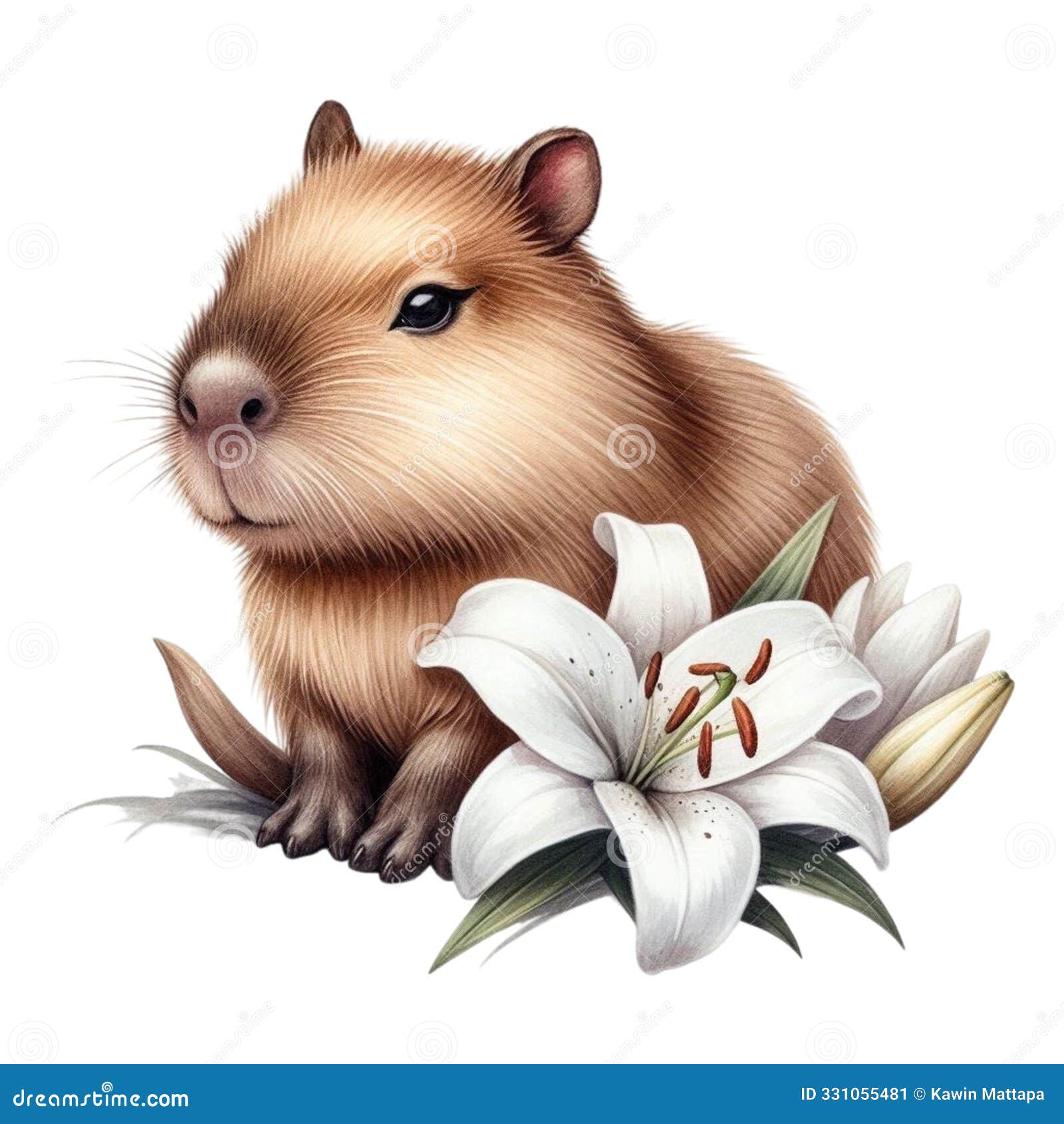 Capybara Sitting Down, Line Drawing Cartoon Vector | CartoonDealer.com ...