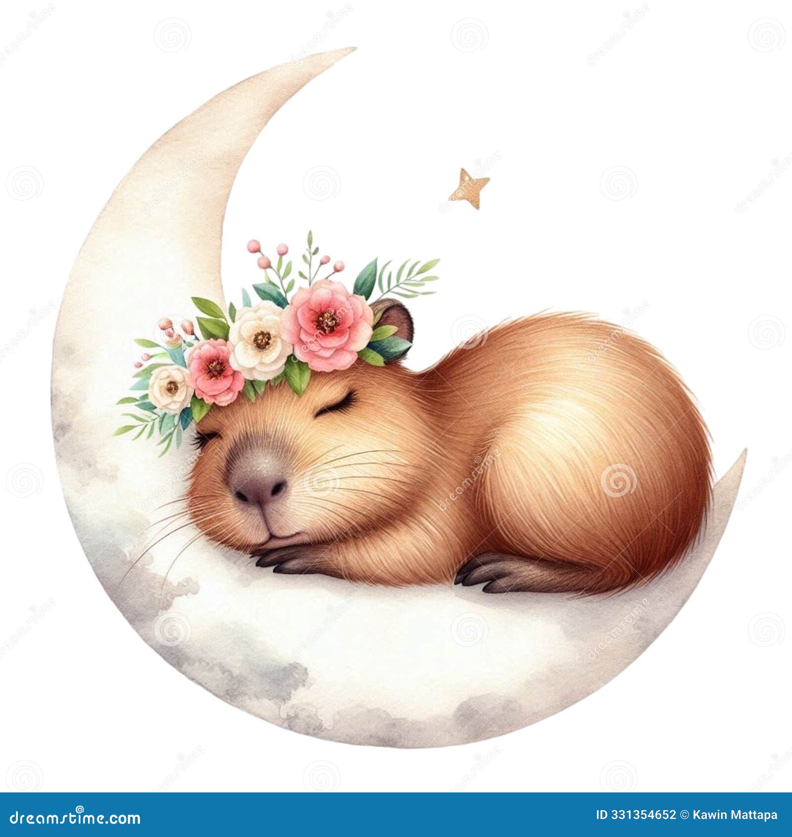 Capybara Sleeping on the Moon Stock Vector - Illustration of baby ...