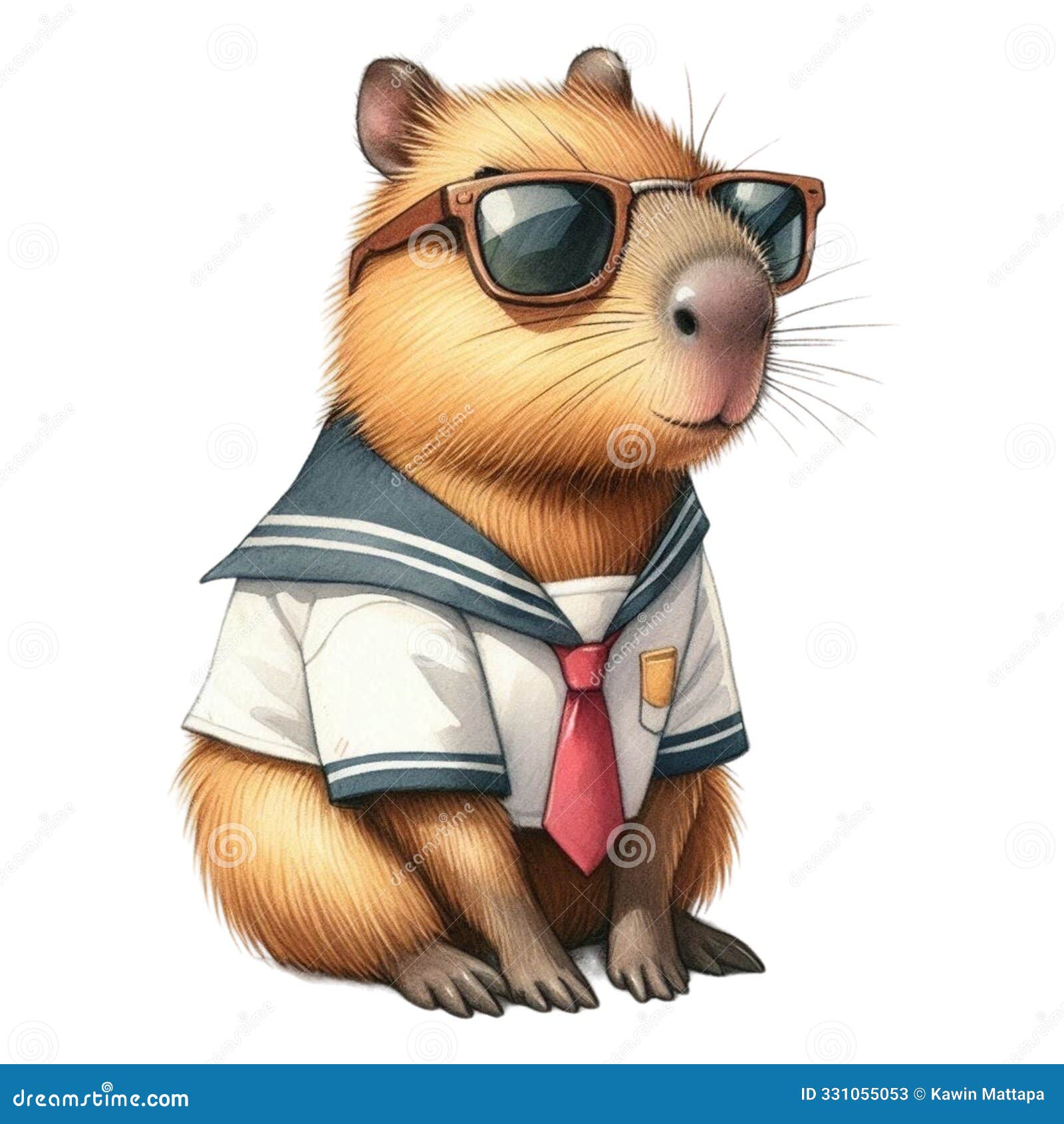 Capybara Wearing a School Uniform Stock Illustration - Illustration of ...
