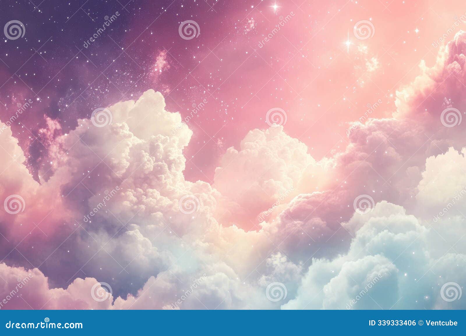 An Image with Clouds and Stars Exploding Outward in Soft Pastel Colors ...