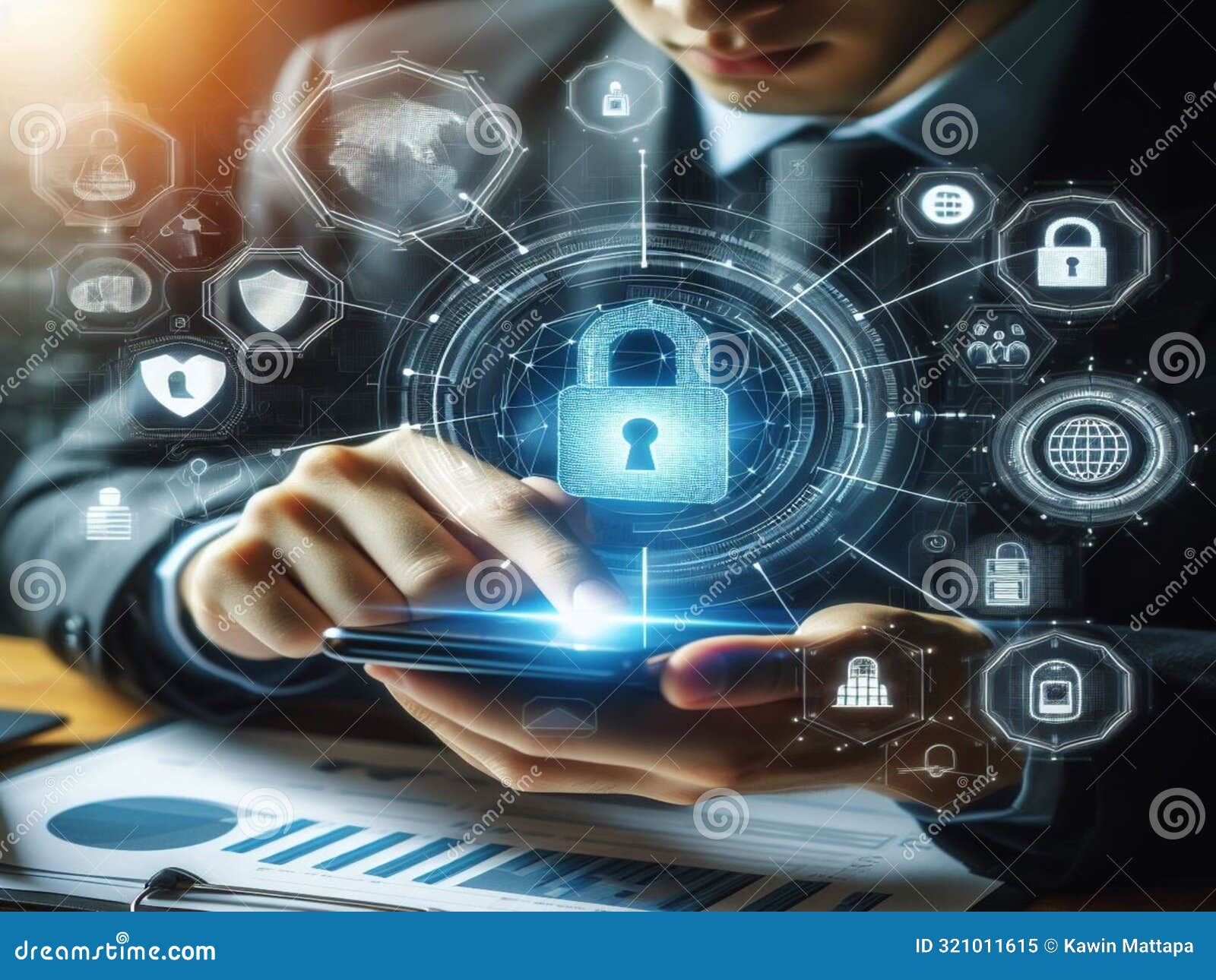 Cybersecurity and Privacy Concepts To Protect Data Lock Icon Stock ...