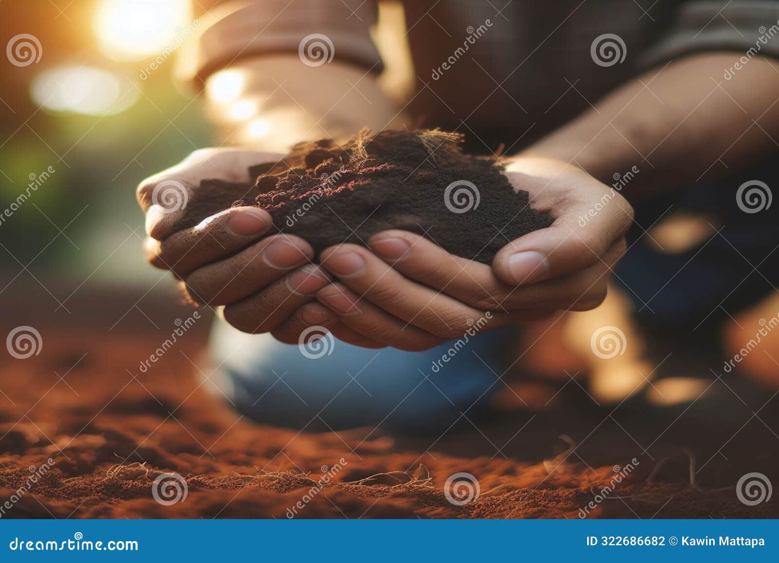 Man hand holding a soil stock illustration. Illustration of ...
