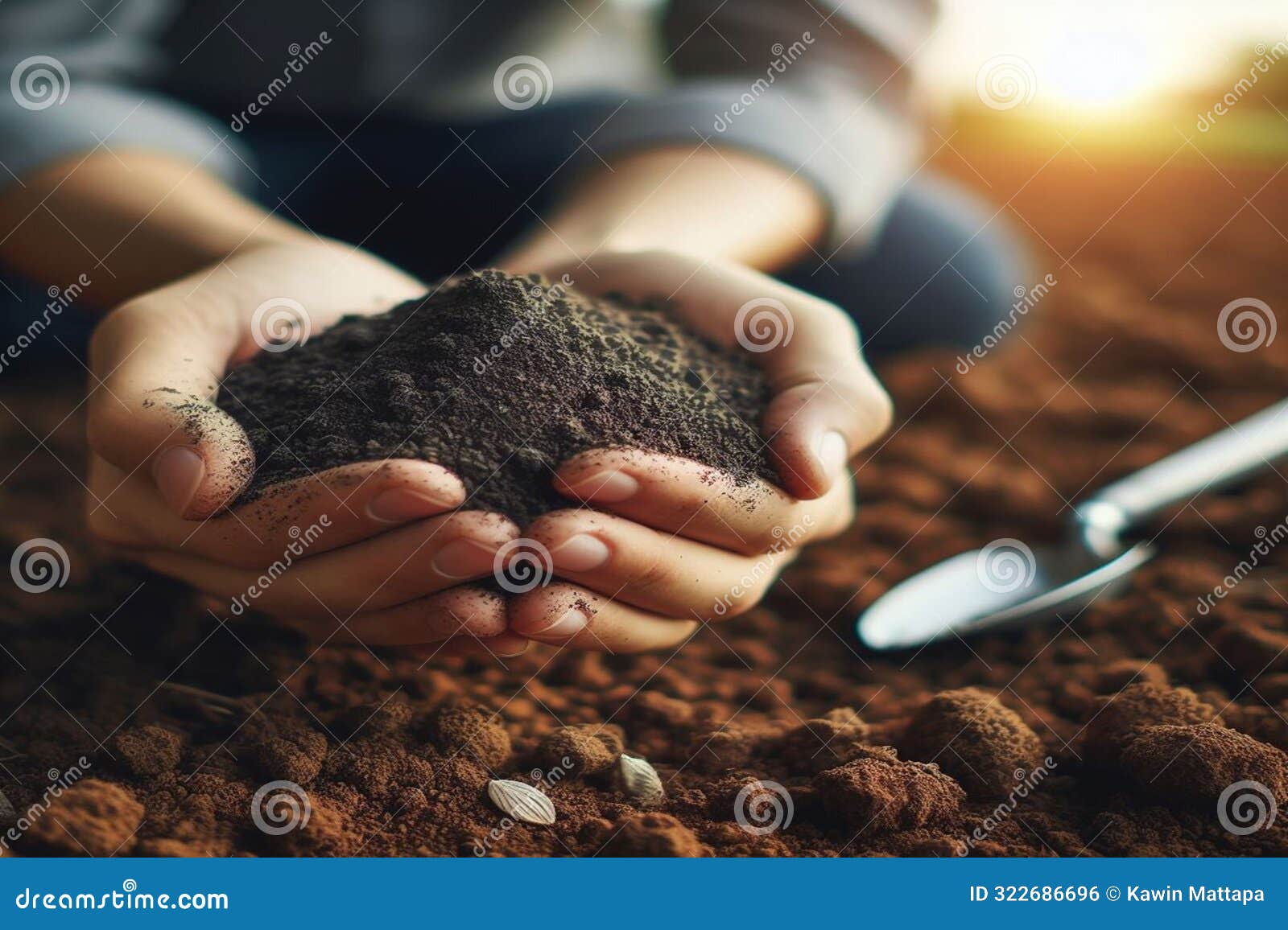 Man hand holding a soil stock illustration. Illustration of soil ...