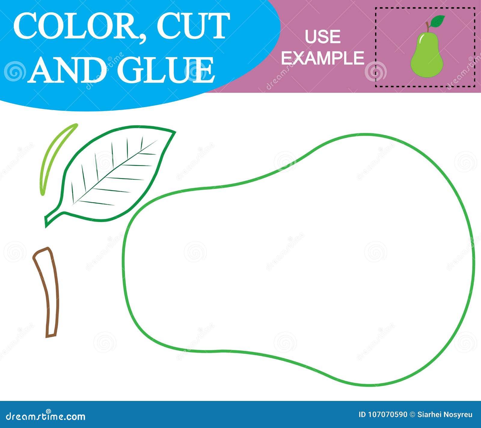 Create the Image of Pear Fruit.Worksheet Stock Vector - Illustration of ...