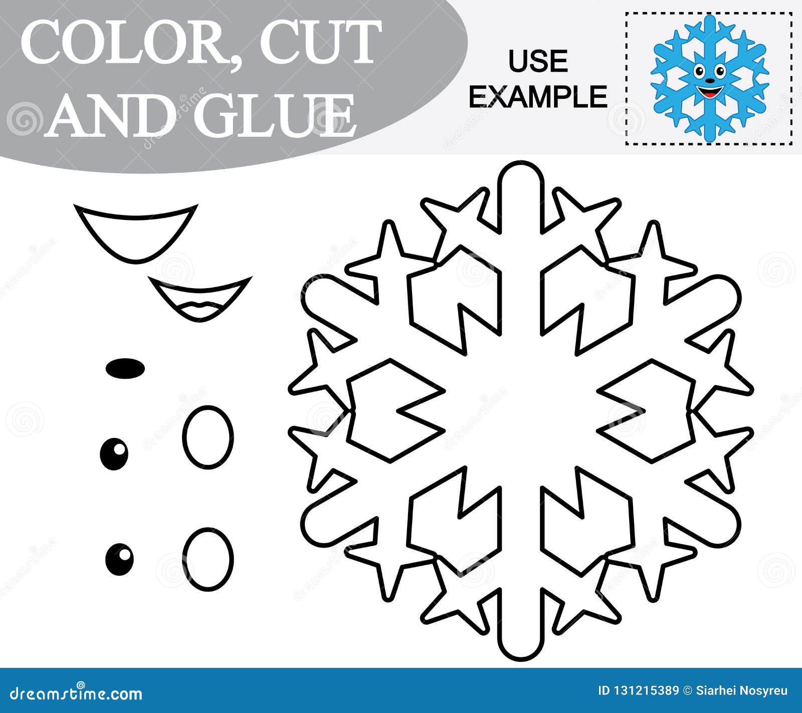Create the Image of Snowflake and Color. Paper Game for Children Stock ...