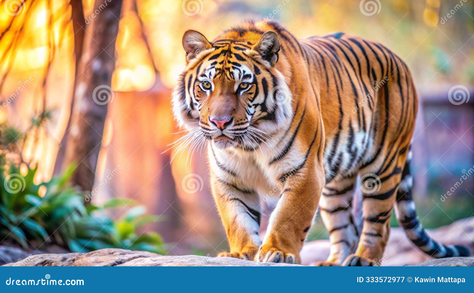 Tiger Prowling with a Soft Pastel Stock Illustration - Illustration of ...