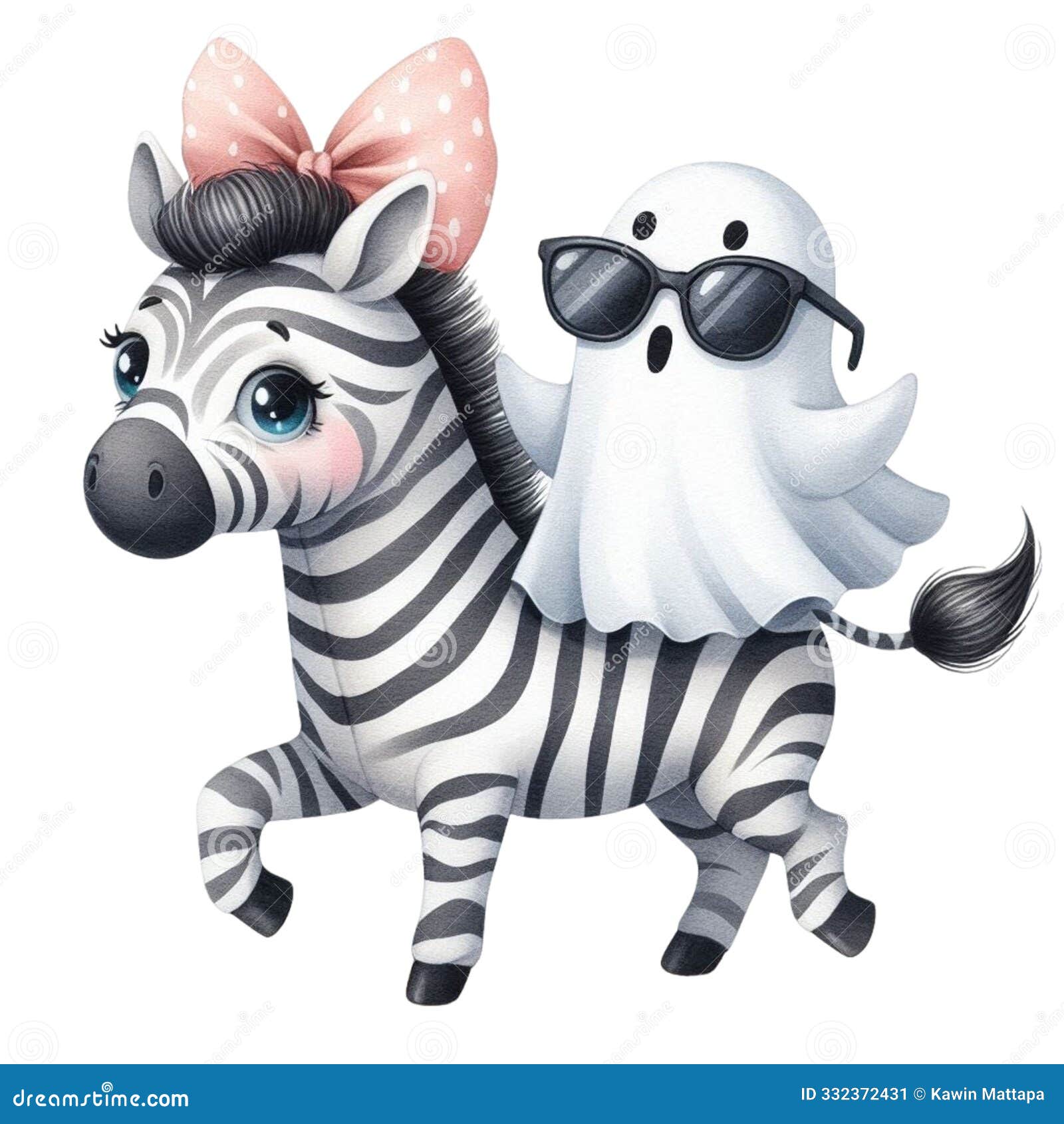 Zebra Ghost Sitting on the Back Clipart Watercolor Stock Vector ...