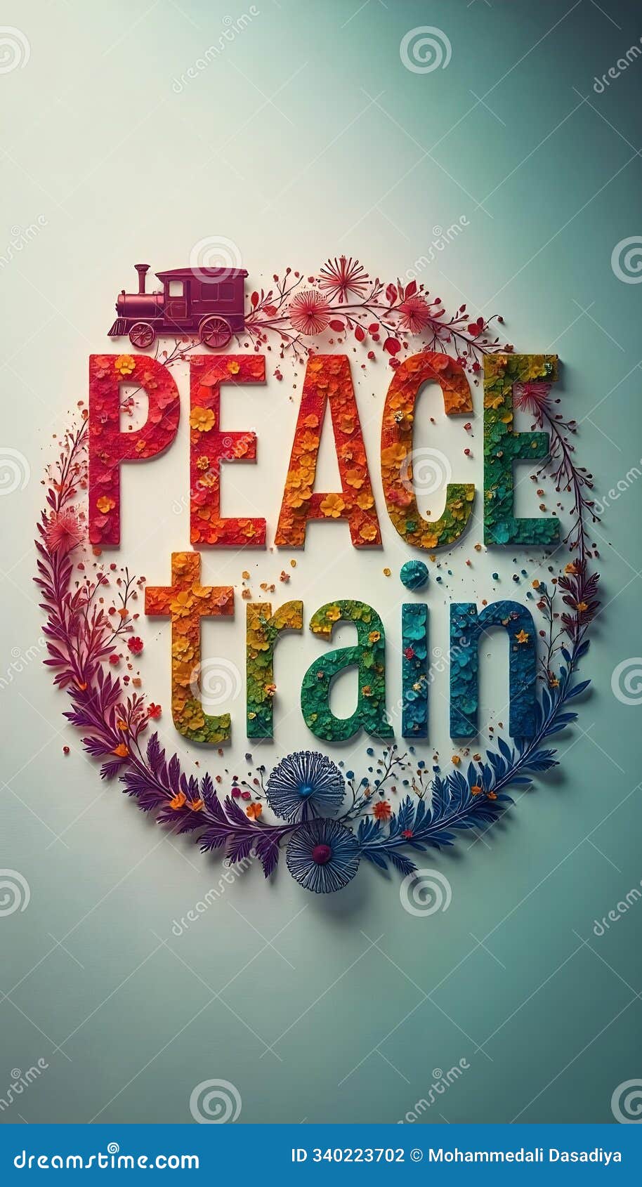 Peace Train Arranged Circularly with Creative Use of Fonts, Sizes, Colors, and Styles. Stock ...