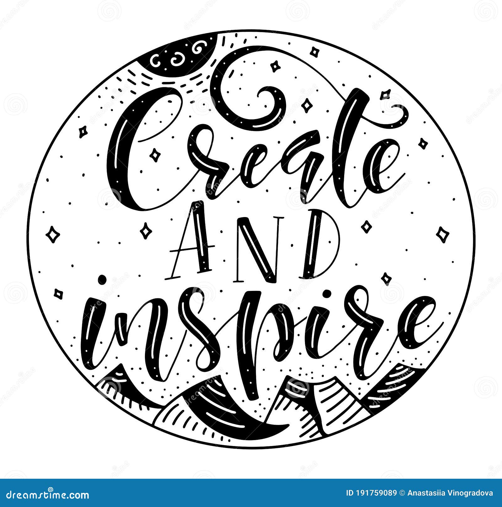 Create and Inspire Black Calligraphy with Mountains and Starry Sky ...