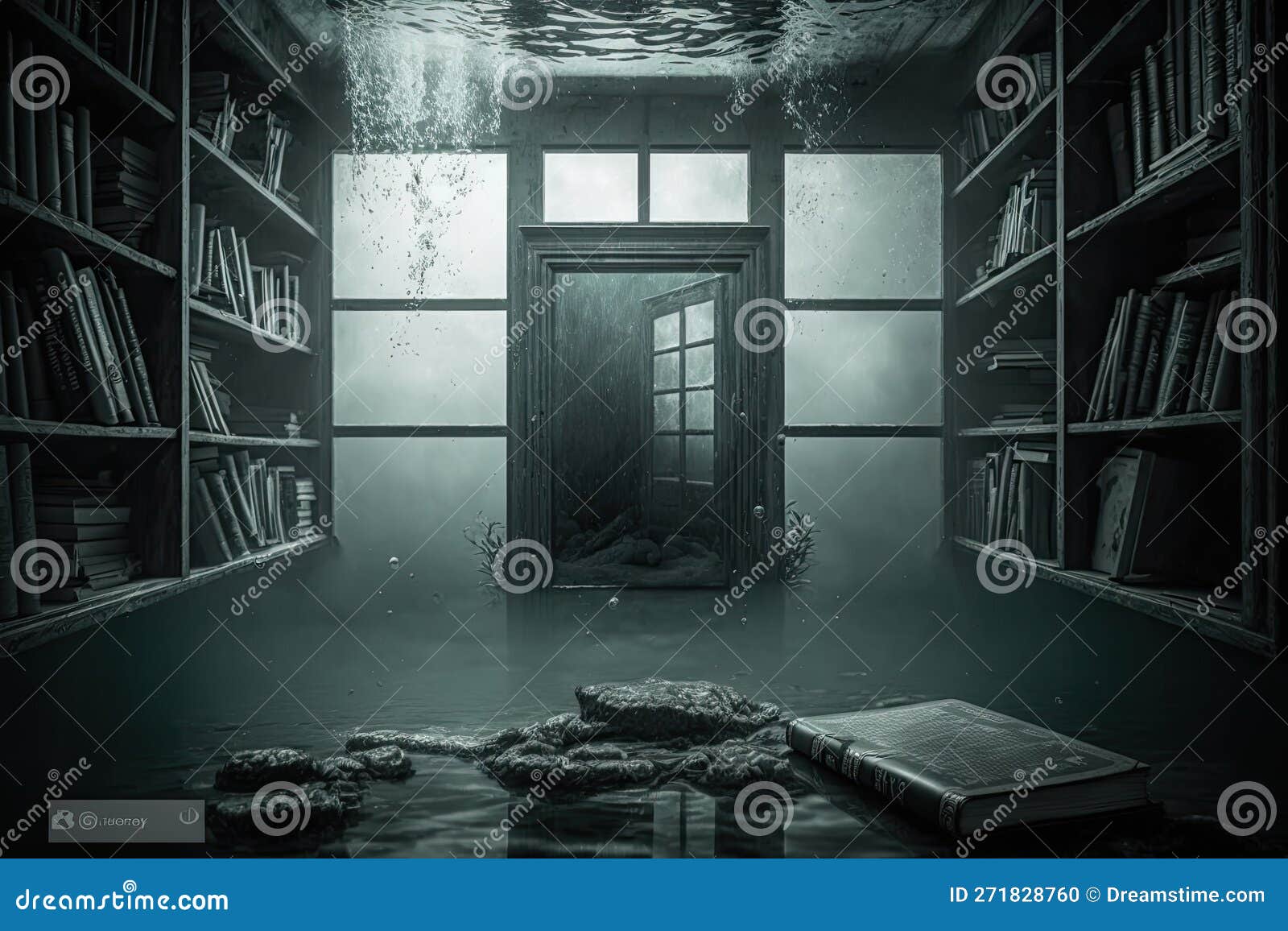 Create a Library in a Flooded Basement Stock Illustration ...