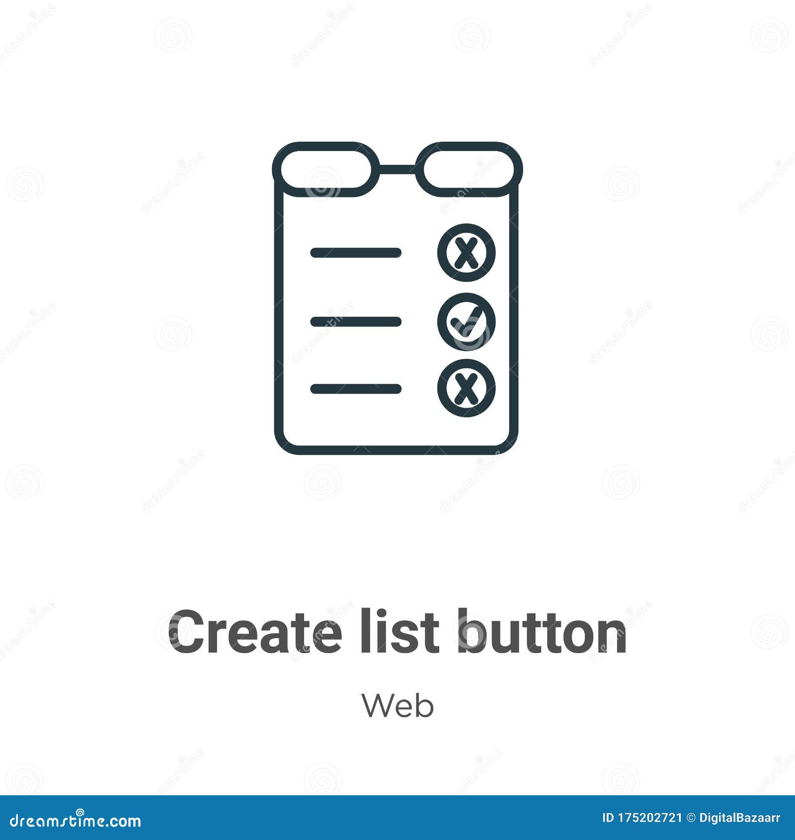 Create List Button Icon Vector Sign And Symbol Isolated On White ...