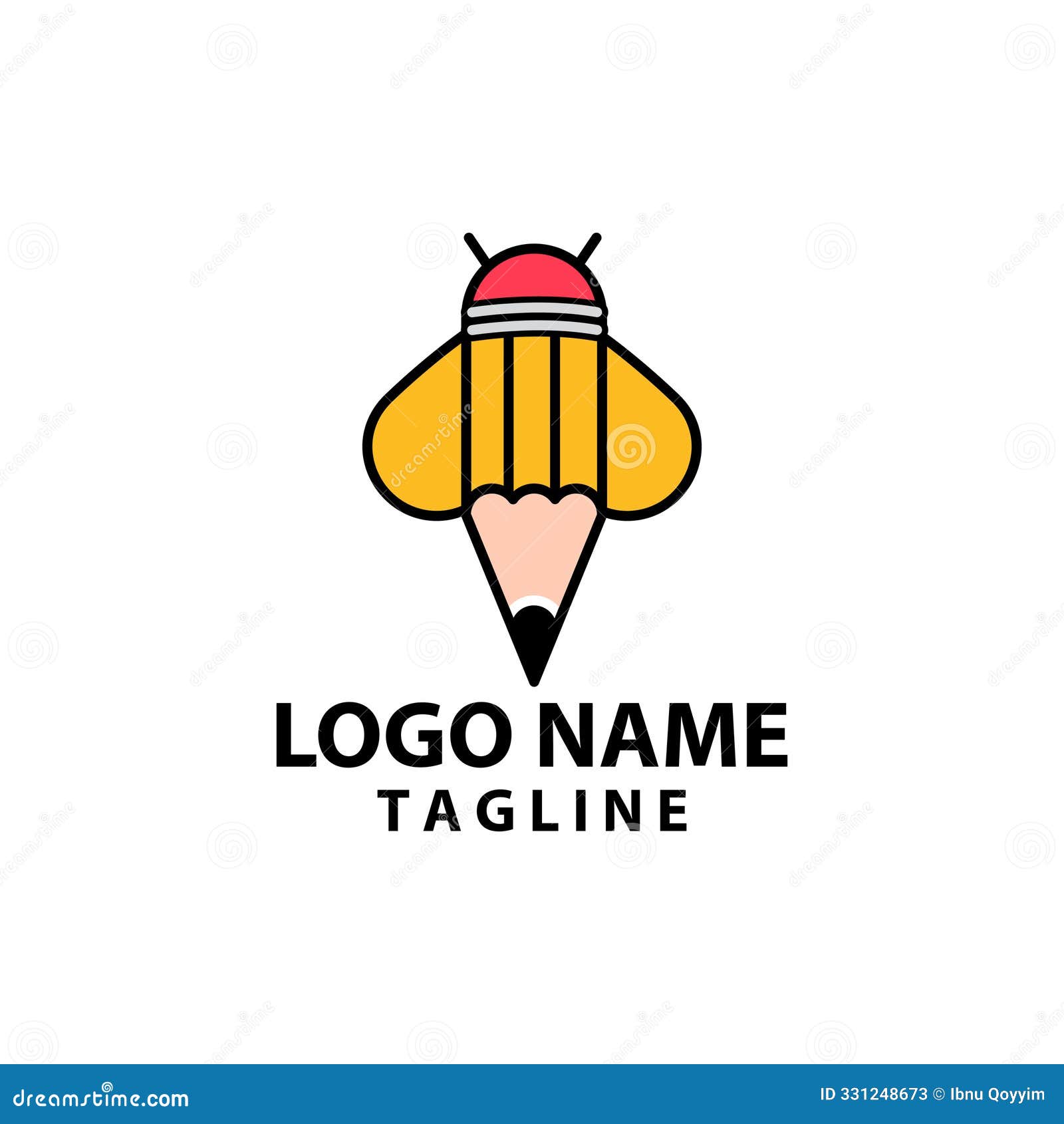 Pencil Bug Logo Design Vector Stock Illustration - Illustration of ...