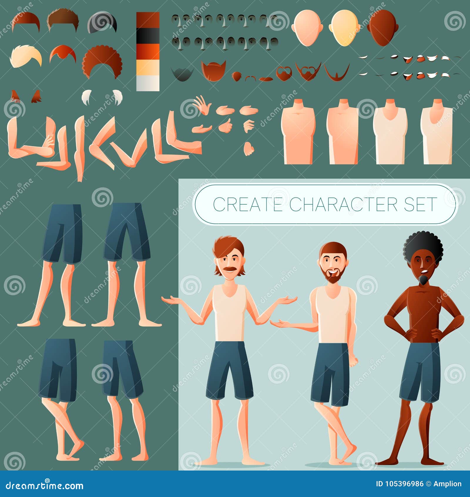 Create man character set stock vector. Illustration of element - 105396986