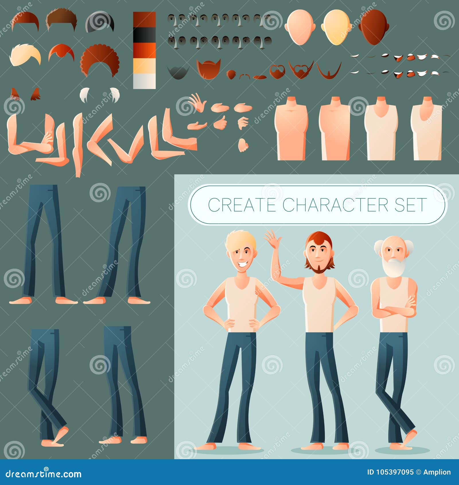 Create man character set stock vector. Illustration of constructor ...