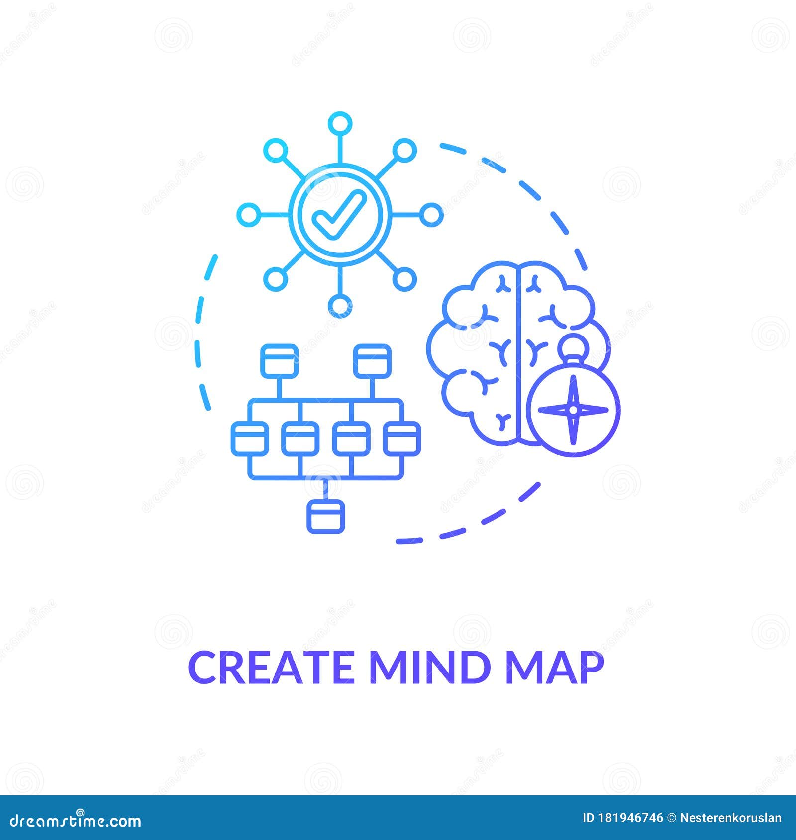 Create Mind Map Concept Icon Stock Vector - Illustration of lineart ...