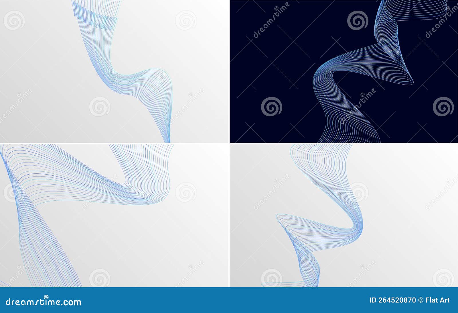 Create a Modern and Sleek Look with a Set of 4 Abstract Waving Line ...