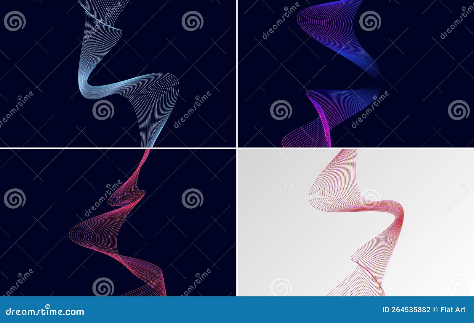Create a Modern and Sleek Look with a Set of 4 Abstract Waving Line ...