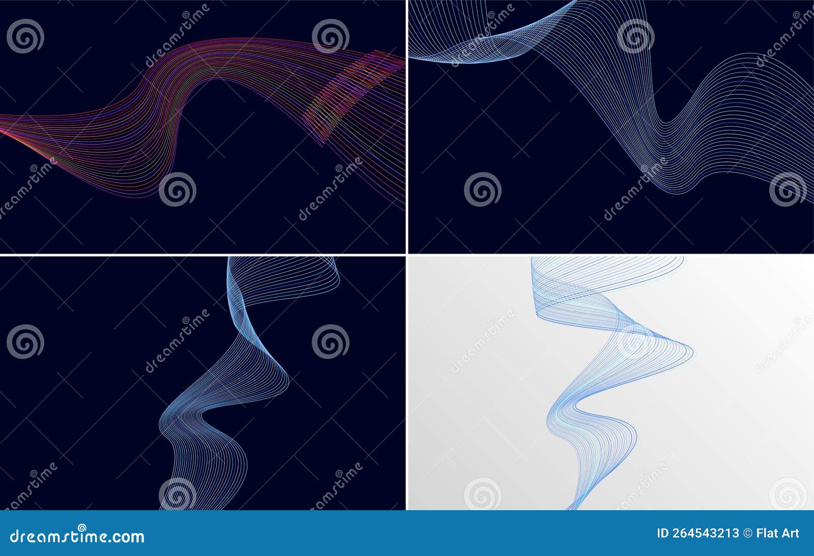 Create a Modern and Sleek Look with a Set of 4 Abstract Waving Line ...