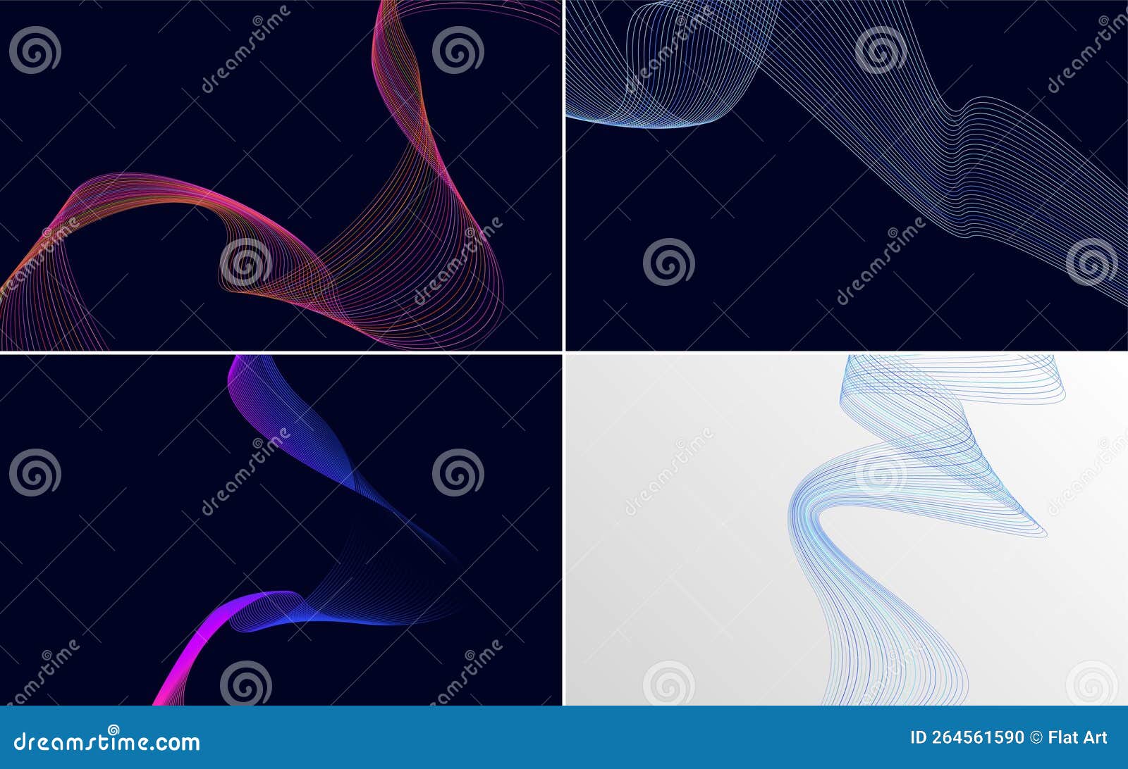 Create a Modern and Sleek Look with a Set of 4 Abstract Waving Line ...