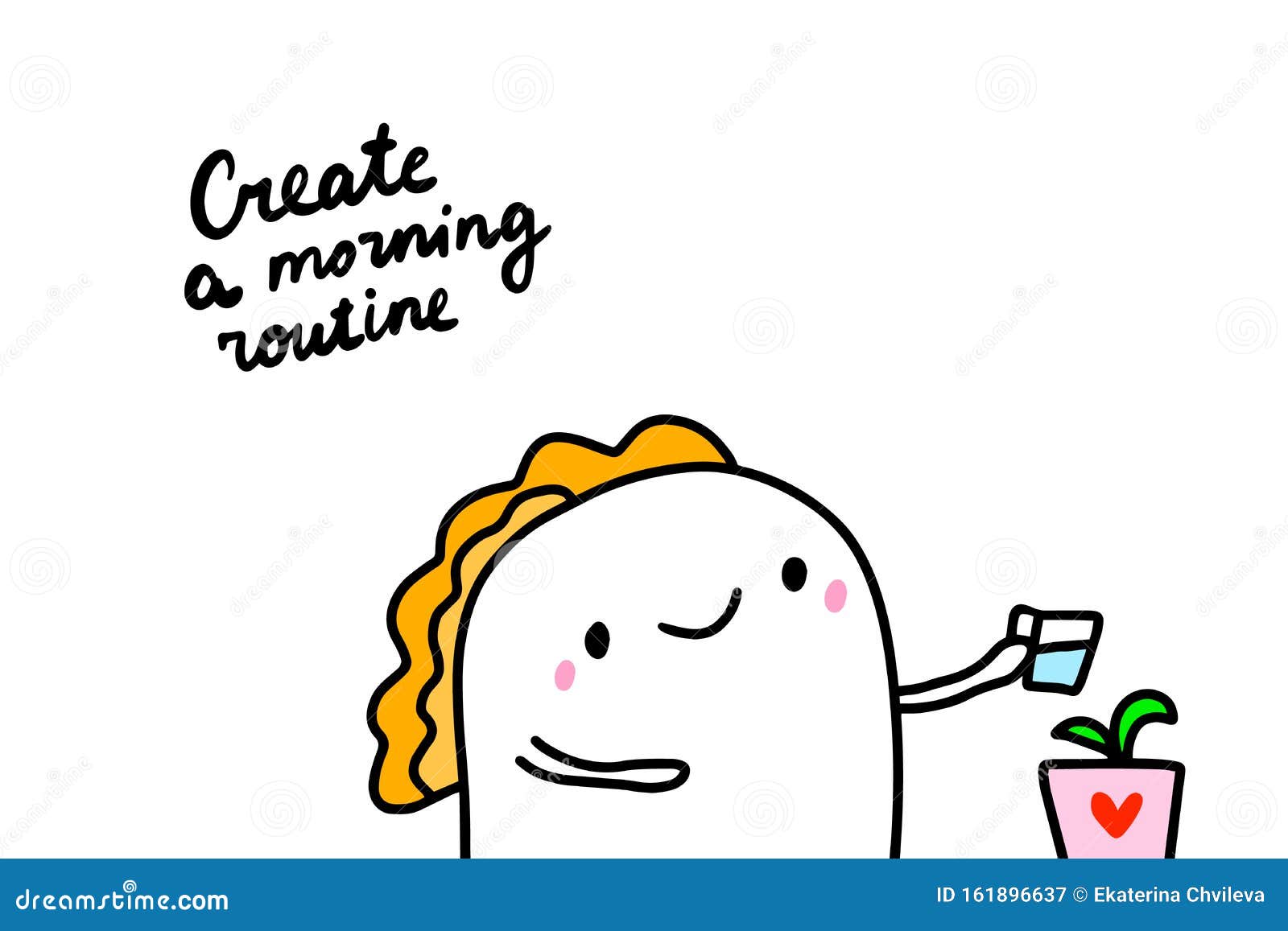 Create a Morning Routine Hand Drawn Vector Illustration in Cartoon ...