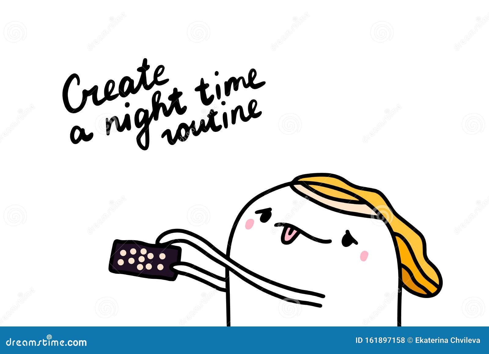Create a Night Time Routine Hand Drawn Vector Ilustration in Cartoon ...