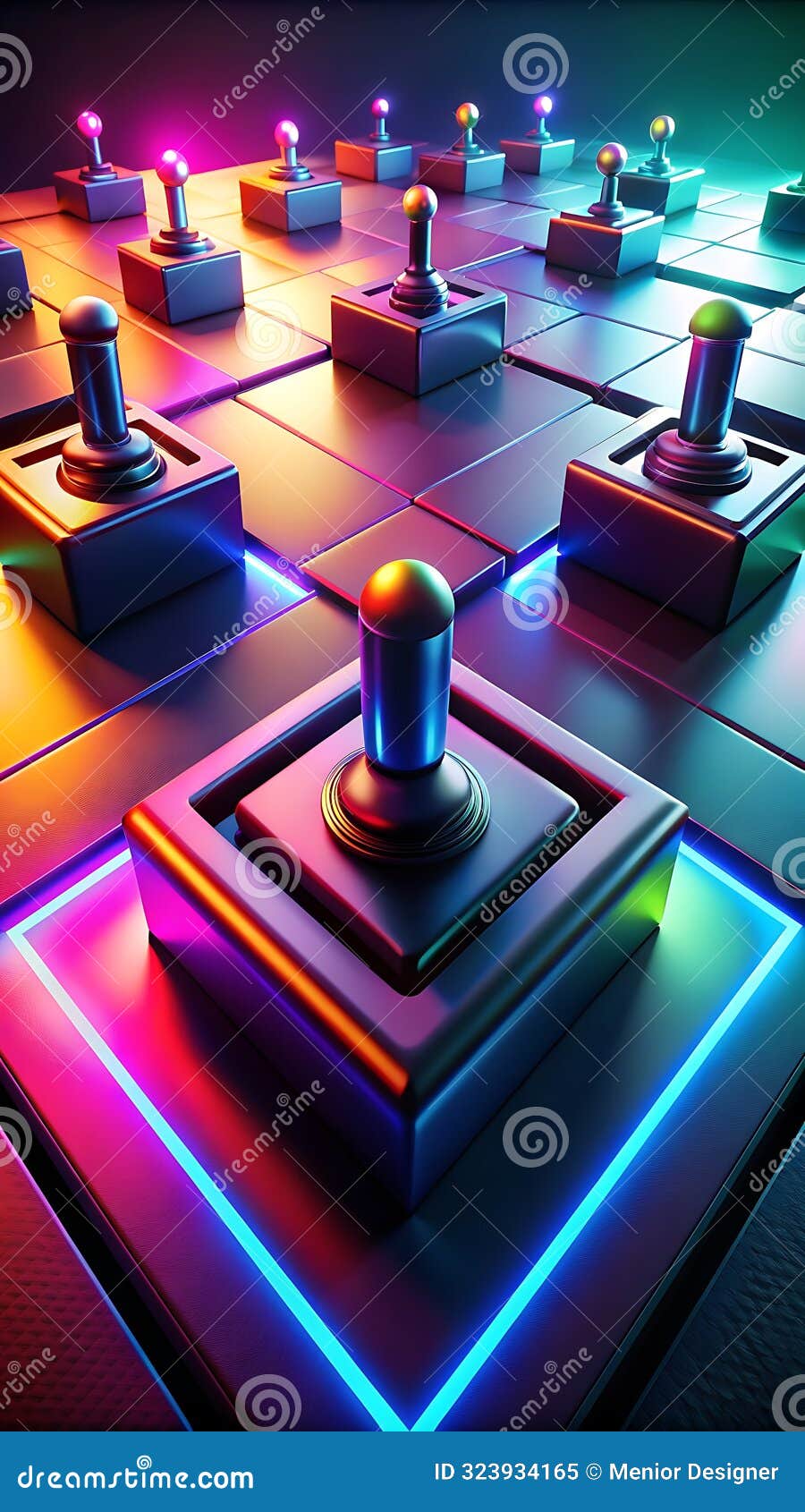 Retro Arcade Feel with Gradient and Geometric Overlays. Stock Image ...