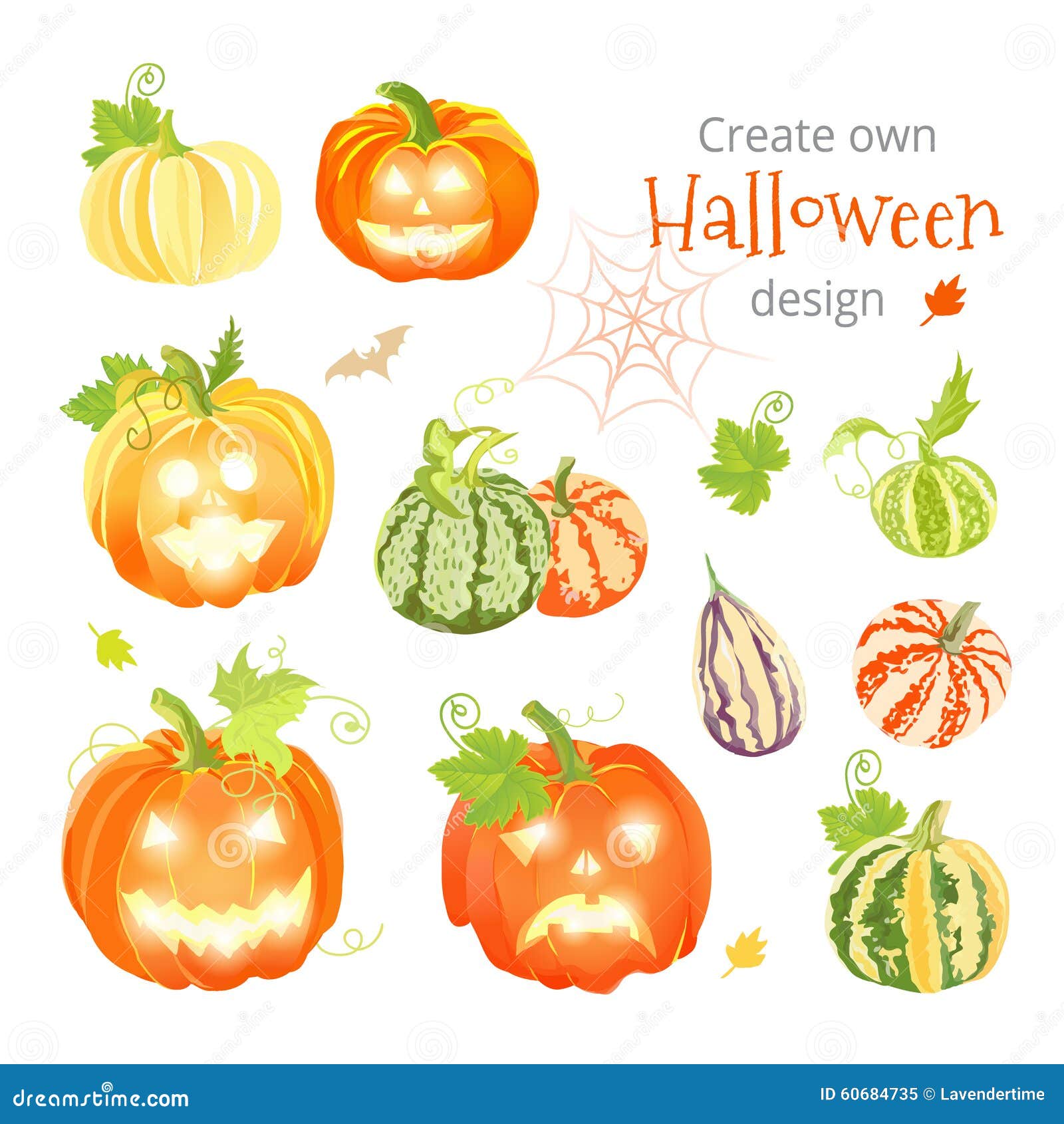 Create Own Halloween Design Vector Set Stock Vector - Illustration of ...