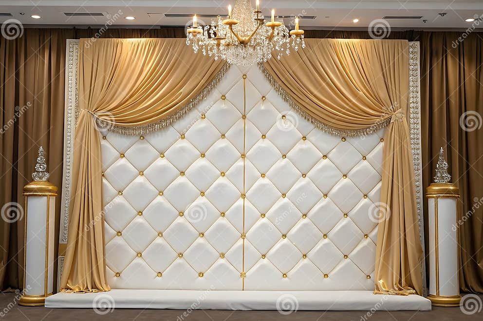 Luxurious Backdrop for a Special Event, Backdrop Should Feature a Large, White Fabric Panel with ...