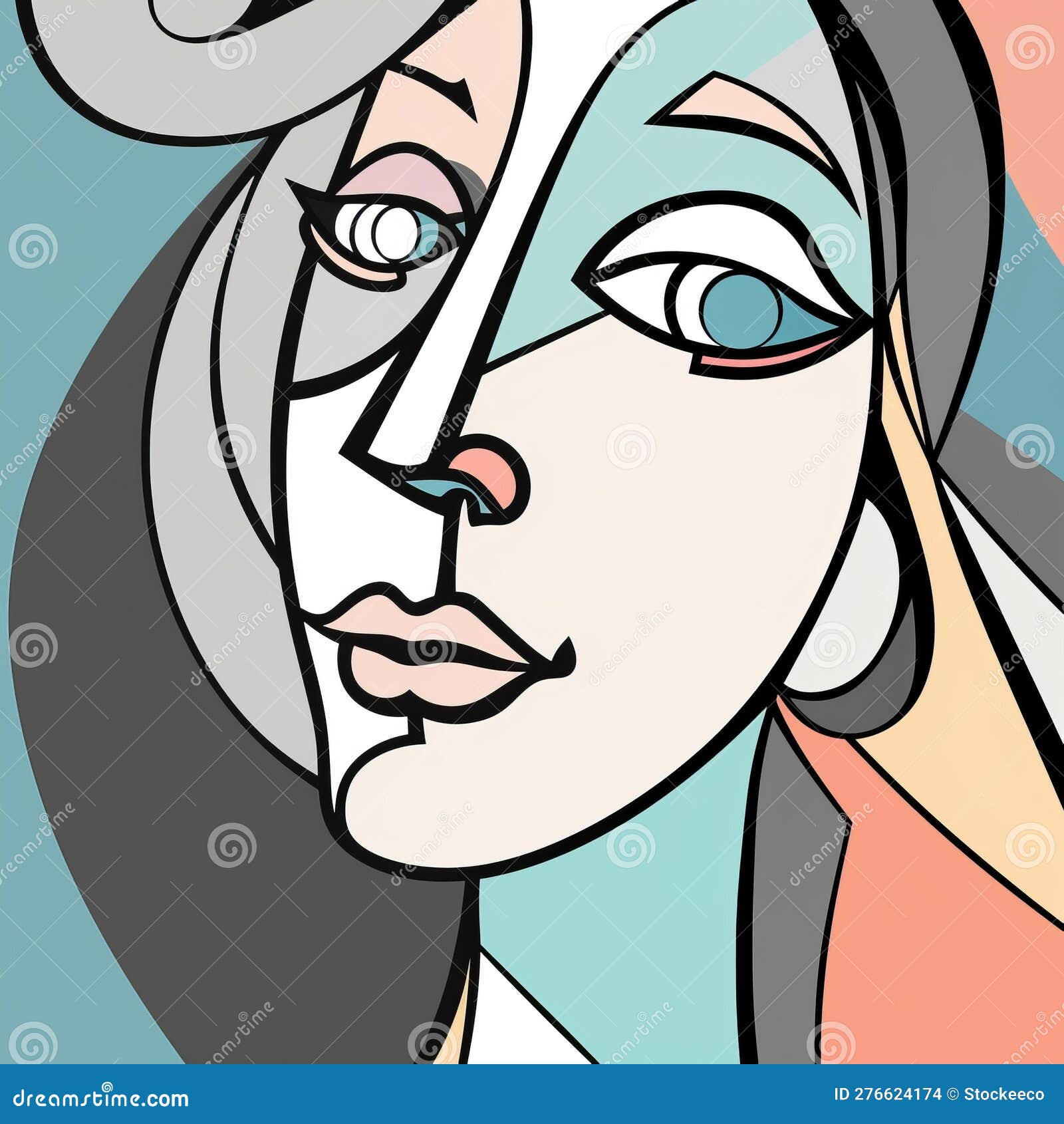 Create a Picasso-style Line Art Portrait of Mary Stock Illustration ...