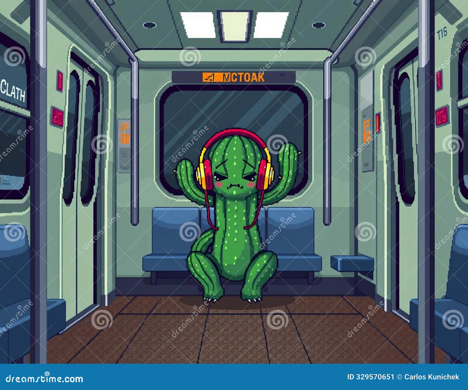 Create A Pixel Art Image Featuring A Cactus Character With Human-like ...