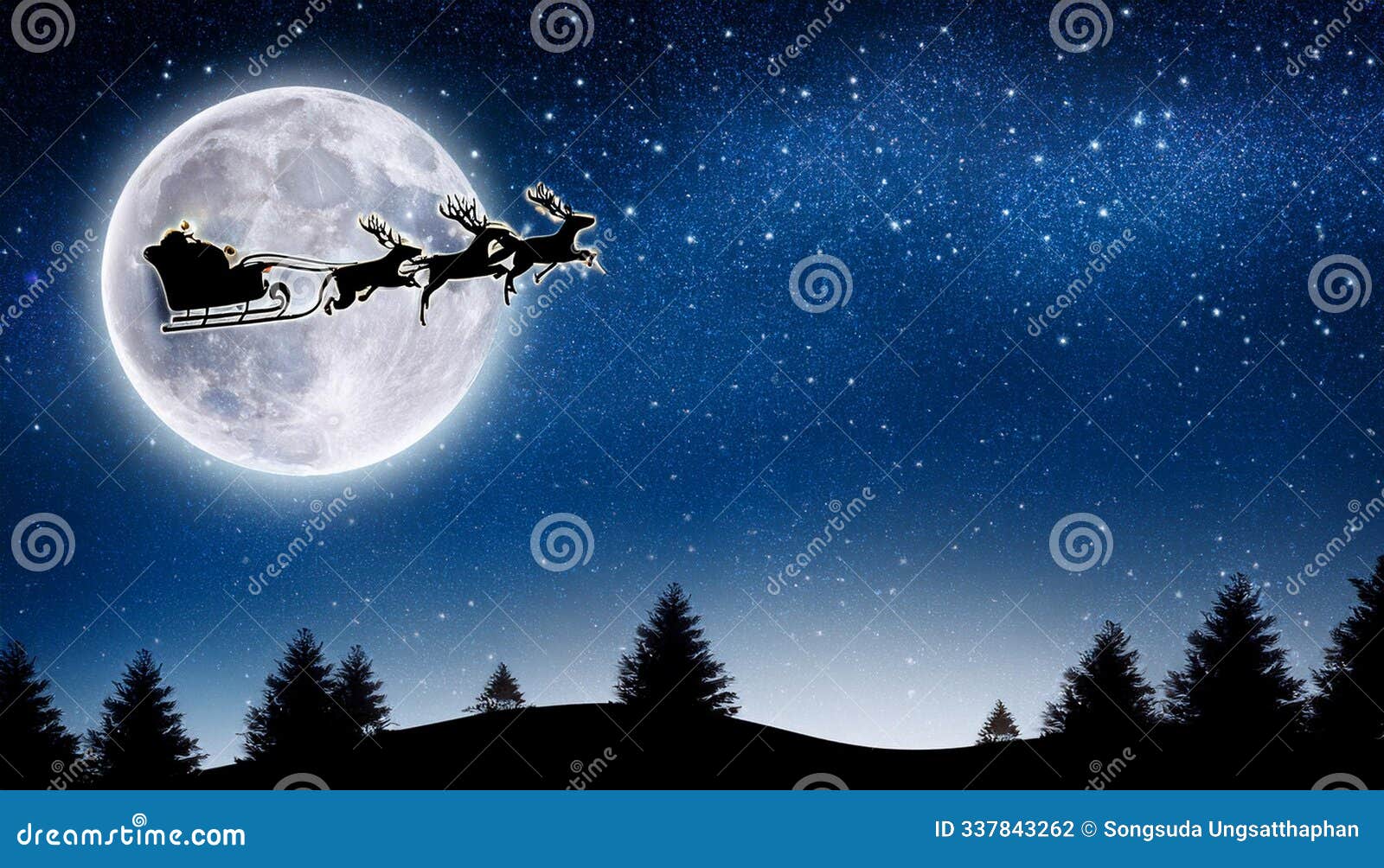 Create A Repeating Pattern Of Santa Claus With His Sleigh, Flying ...